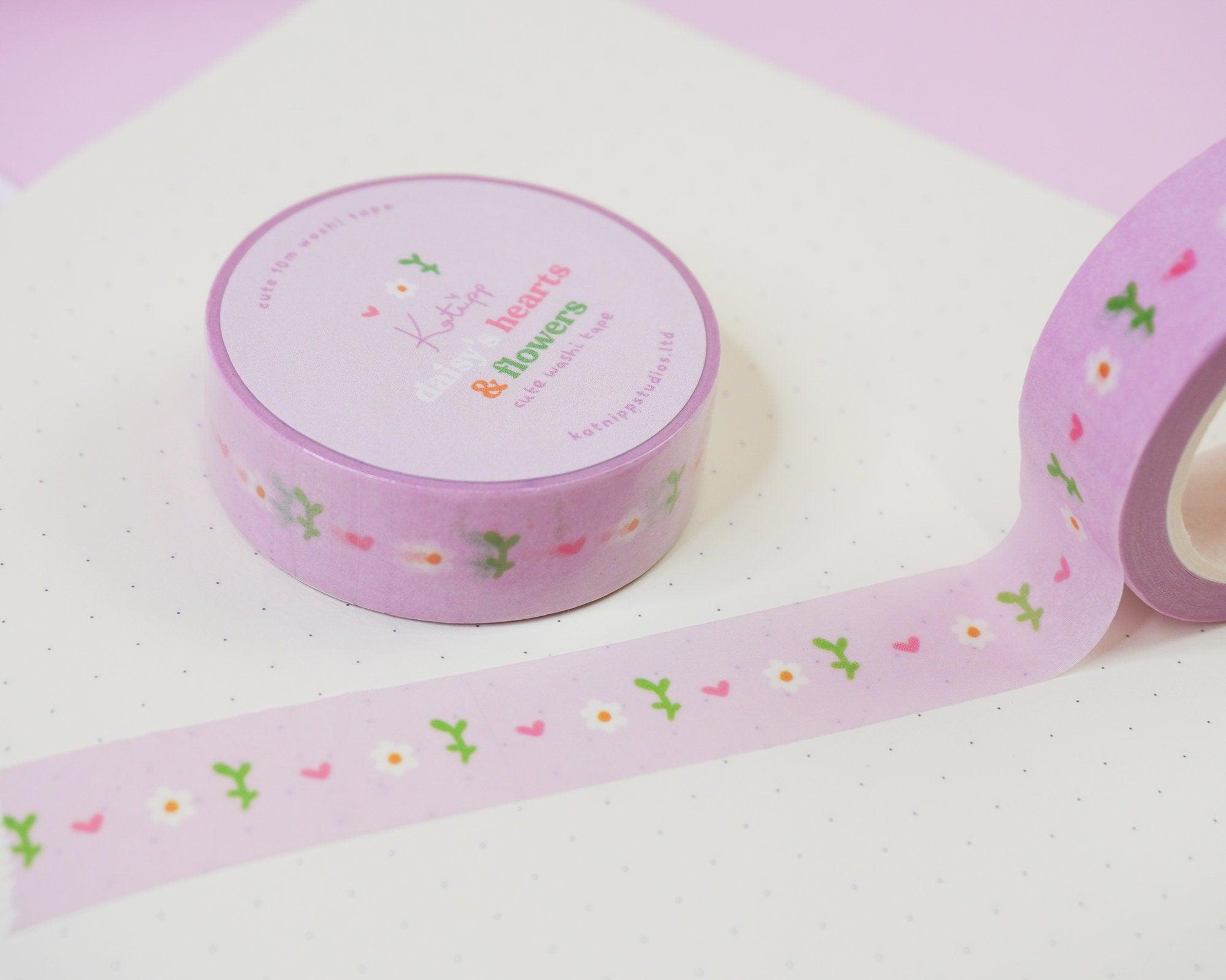 Minimalist Lilac Daisy Heart & Flower Washi Tape – Katnipp Studios