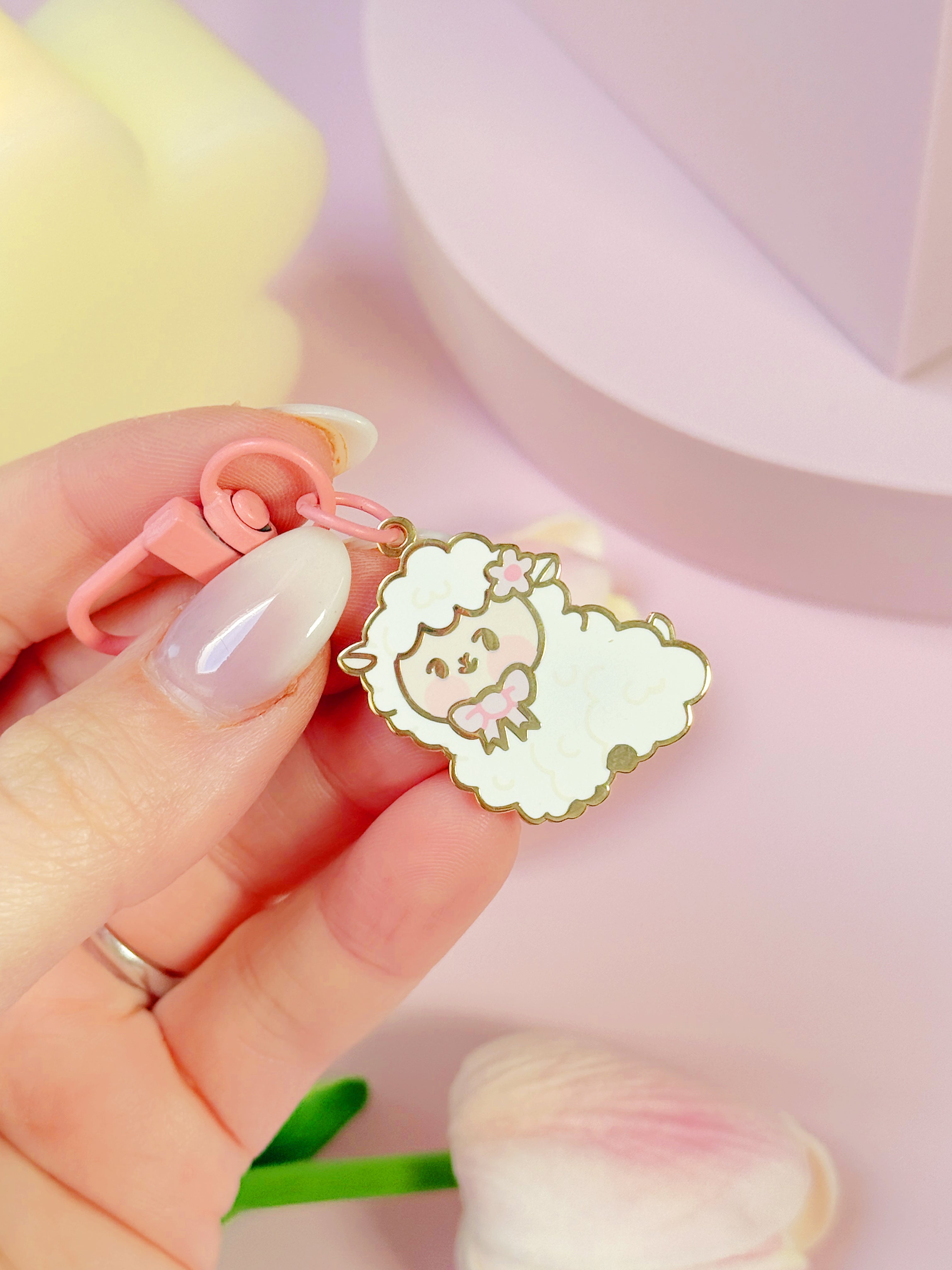 Sugapuff Sheep Enamel Keychain Charm | Kawaii Sheep Keyring | Pastel S ...