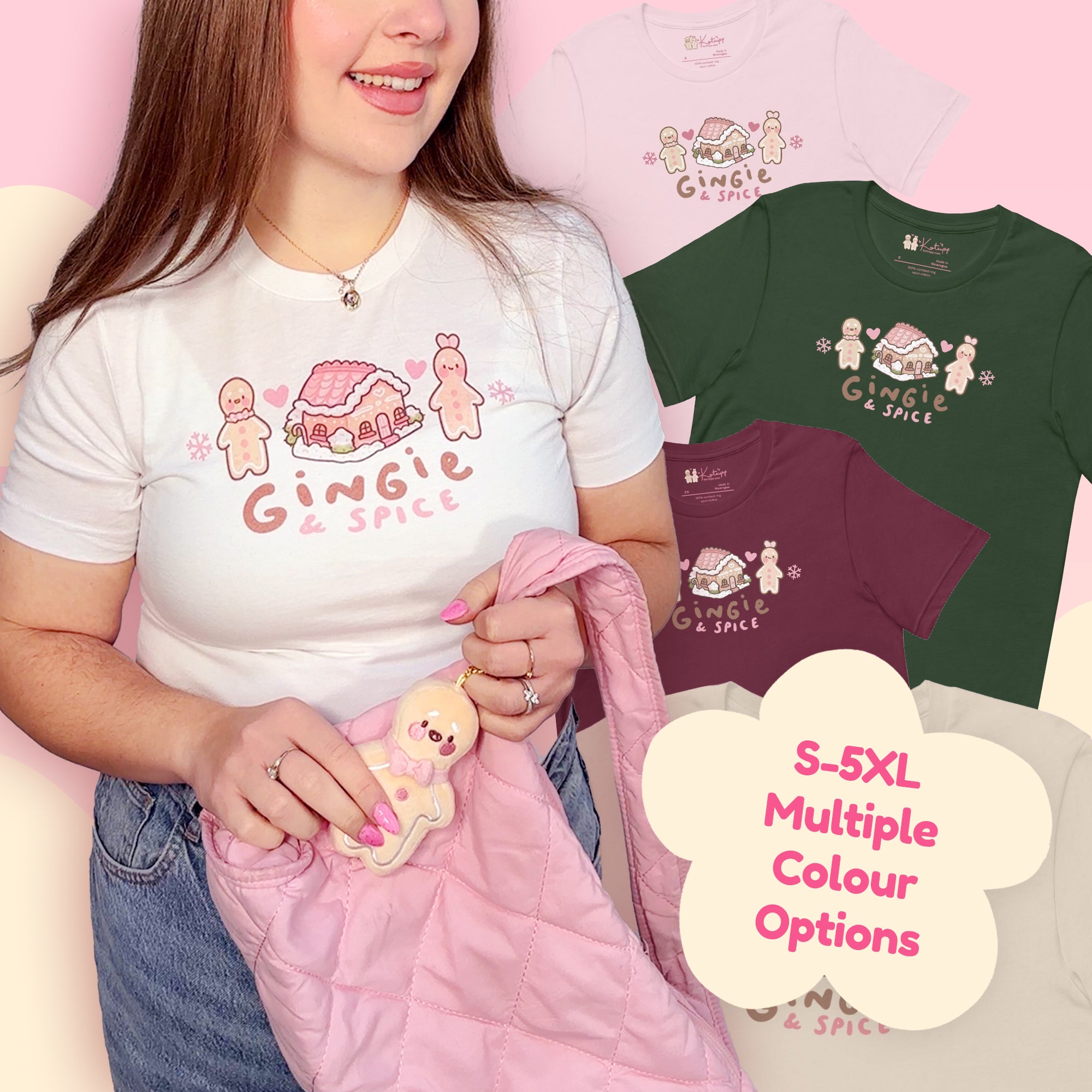Gingie & Spice Kawaii Christmas T-Shirt | Cute Gingerbread Holiday App ...
