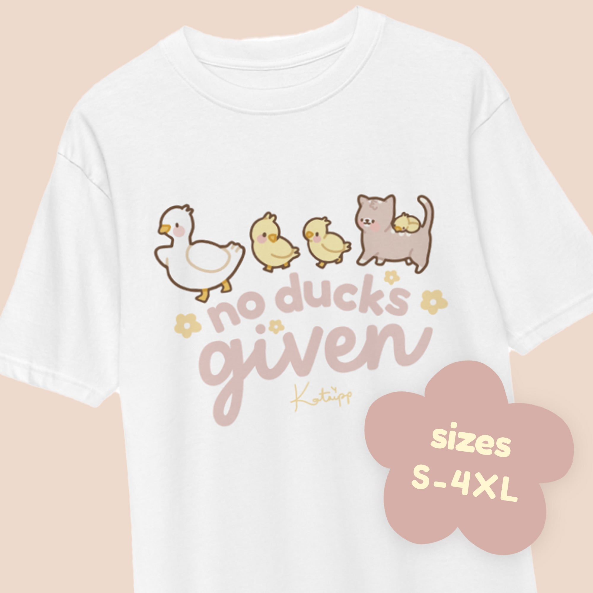 No Ducks Given Heavyweight Premium T-Shirt | Kawaii Duck & Cat Design ...